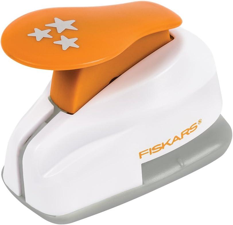 Fiskars Medium Lever Punch, Circle, Plastic, White/Orange(Stars) - Fiskars